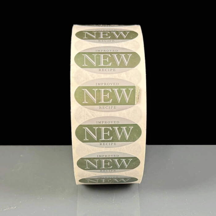 Silver New Improved Recipe Food Packaging Labels