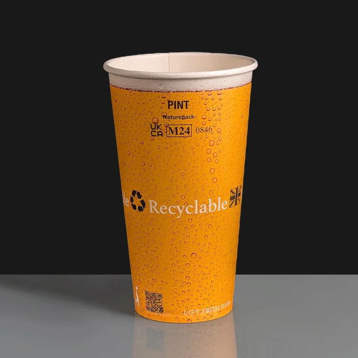 Disposable Paper Pint Cup Bubble Design UK CA Stamped