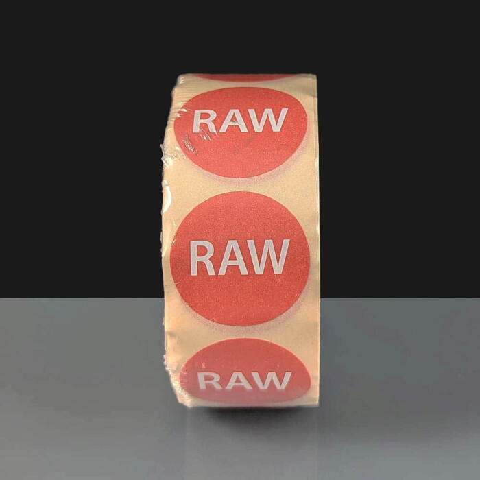 Red Raw Round 25mm Food Packaging Label