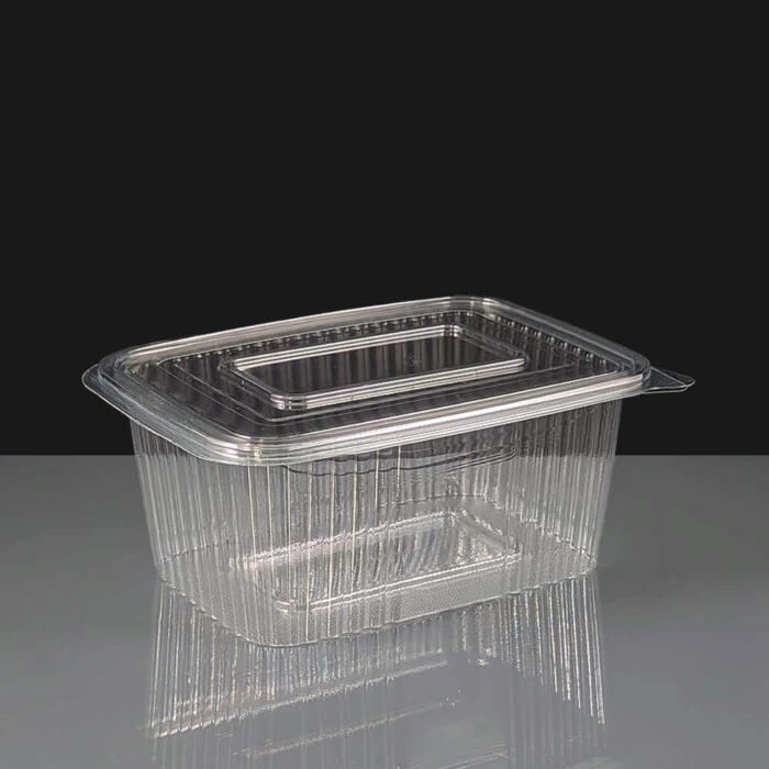 Diamond PET 1000cc Clear Hinged Salad Container