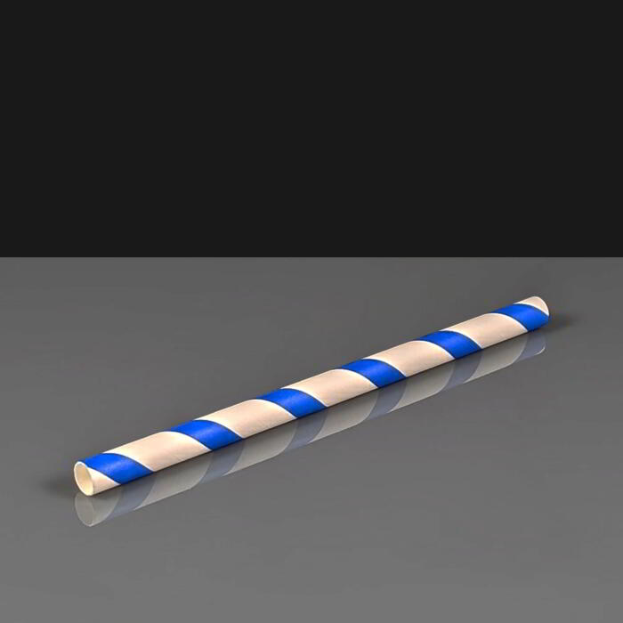 Blue and White Striped Paper Milkshake Straw 10mm
