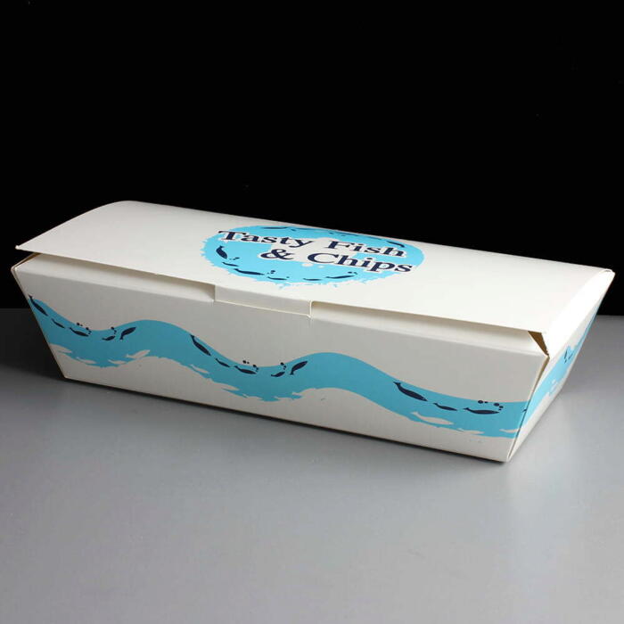 Small White Tasty Square Fish and Chip Box - 50
