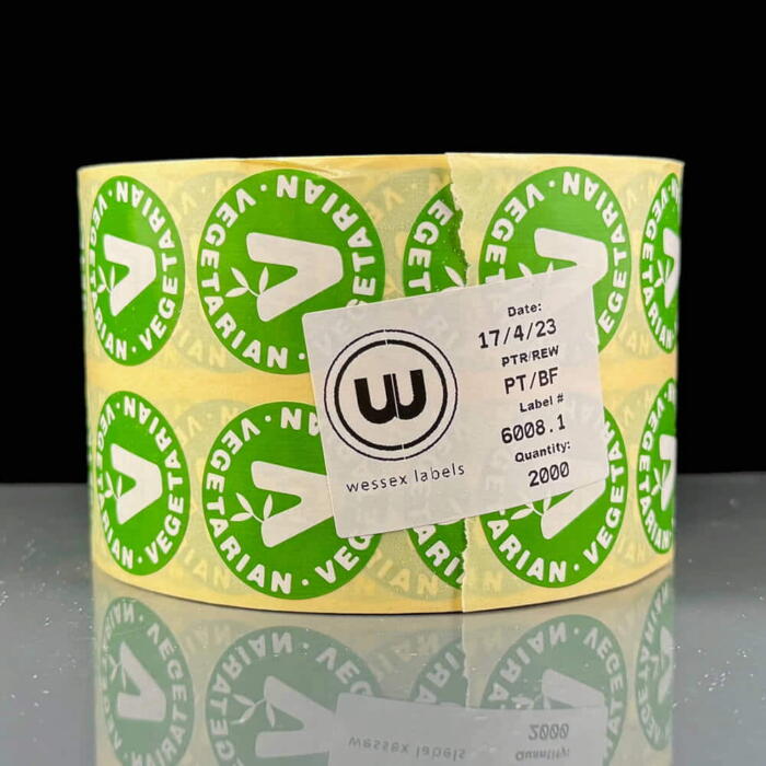 Round Green Vegetarian Food Packaging Label