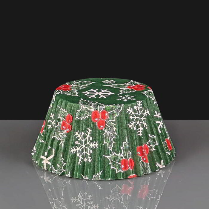 Holly & Snowflake Christmas Cupcake Cases Pack 180