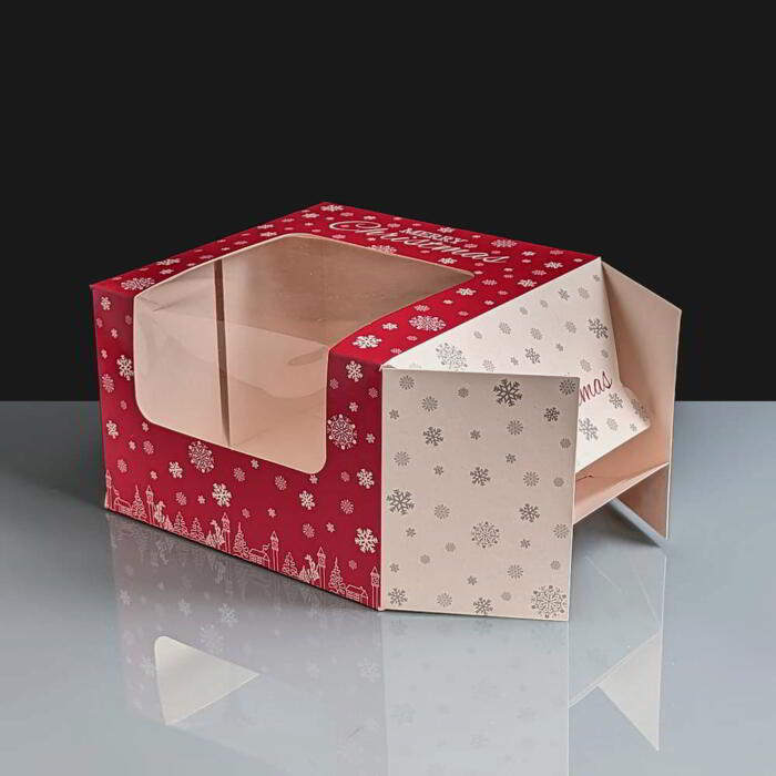 Premium Window Christmas Snowflake Cake Box 6x6x4 inch