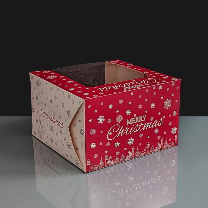 Red Snowflake Design Christmas Cake Boxes | 8x8x5