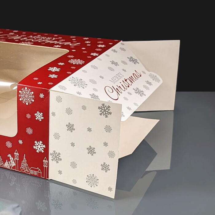 Red Snowflake Design Christmas Cake Boxes | 10x10x5