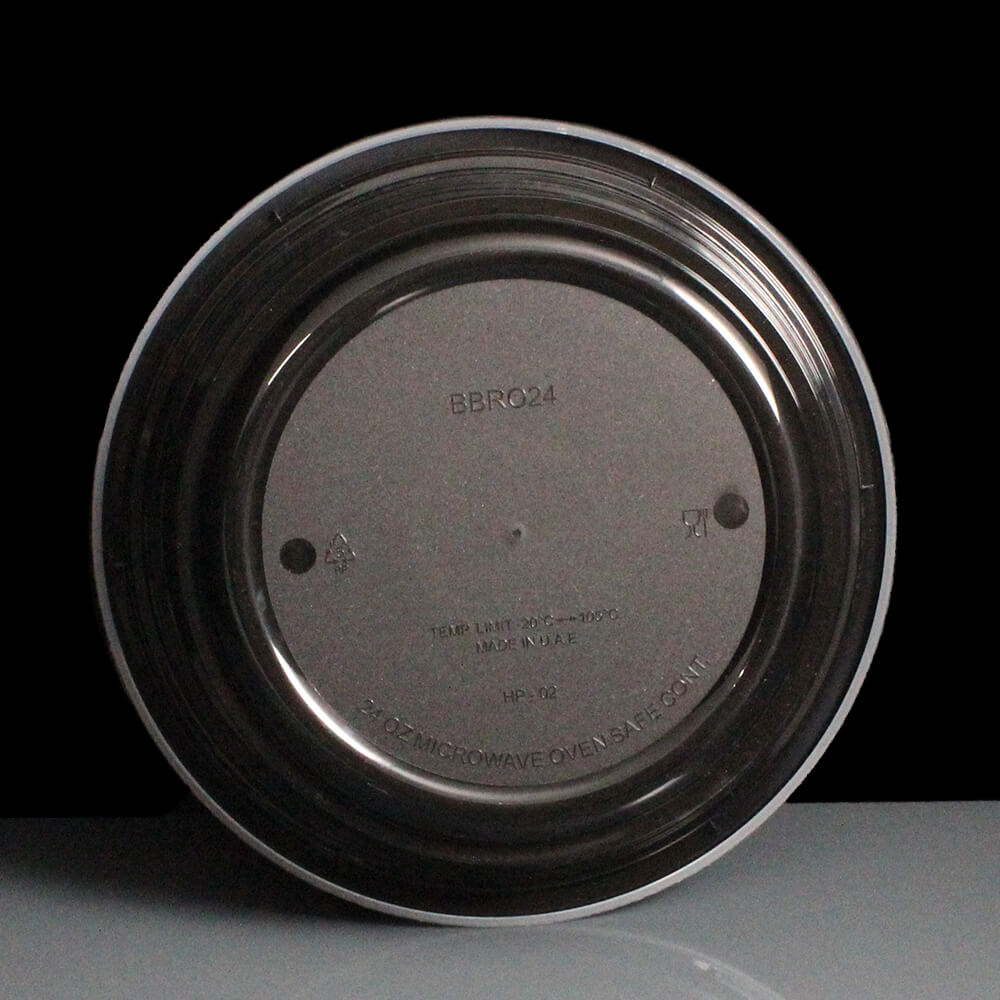 24oz Round Black Plastic Take Away Food Container and Lid