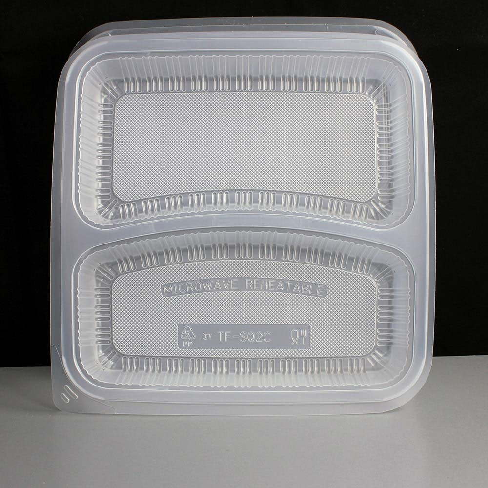 2 compartment Clear Rectangular Plastic Container and Lid